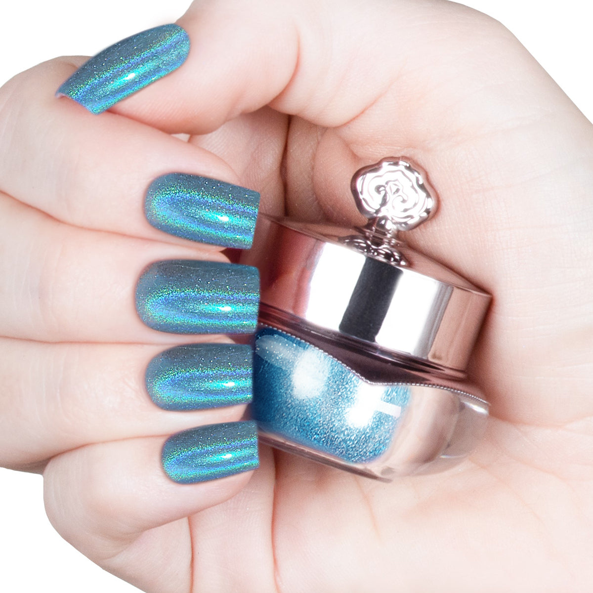 Glacier Blue Holographic Nail Powder | Mineral Bond®